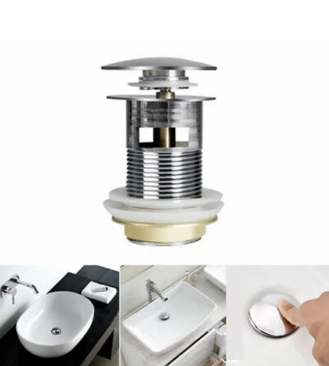 Slotted Spring Click Clack Basin Waste with Full Plug Cover - CBW01 ...